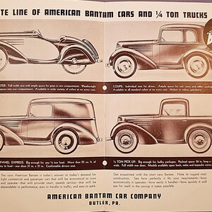 Rare 1938 AMERICAN BANTAM AUTOMOBILE Car & Truck Brochure - Etsy
