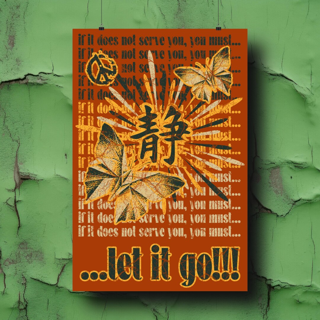 Let It Go Mindfulness Origami Butterfly Poster - Etsy