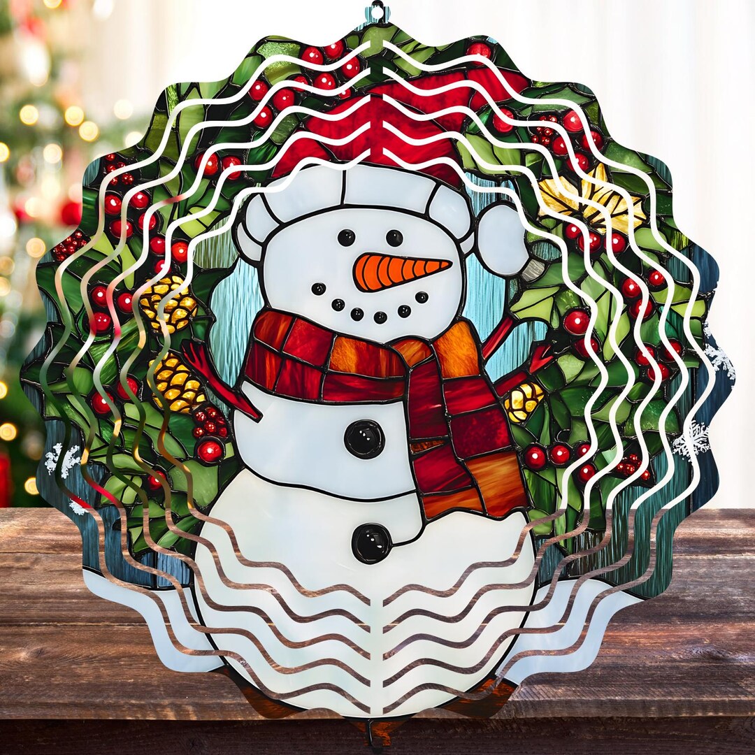 Snowman Wind Spinner Sublimation Design: 10 Inch Round (PNG) - Etsy