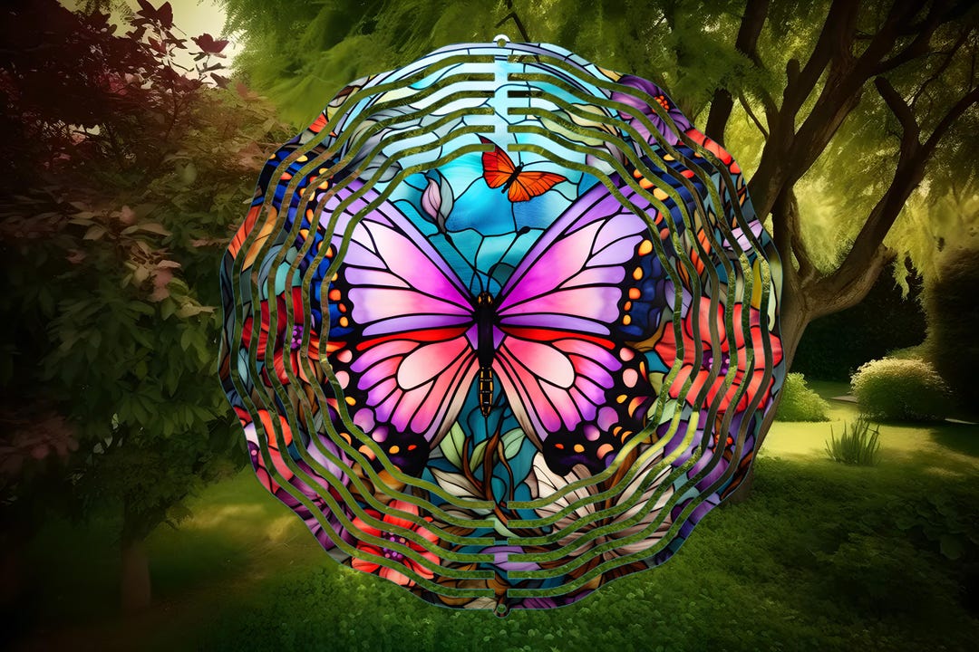 Purple Butterfly Wind Spinner Sublimation Design (10 Inch Round PNG) - Etsy