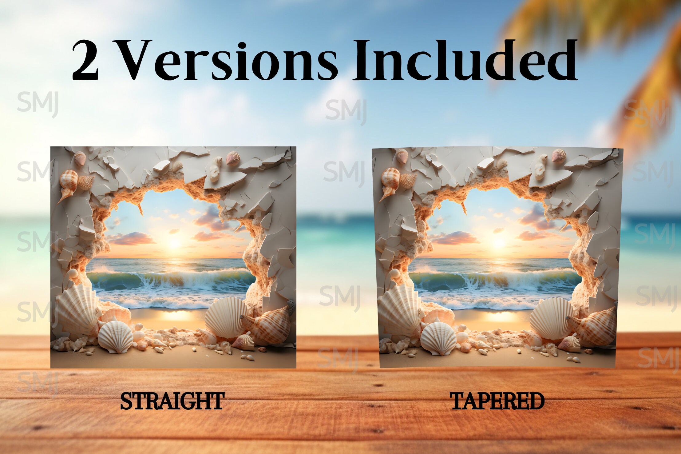 3D Cracked Wall Beach Sea Shells 20oz Sublimation Skinny Tumbler ...