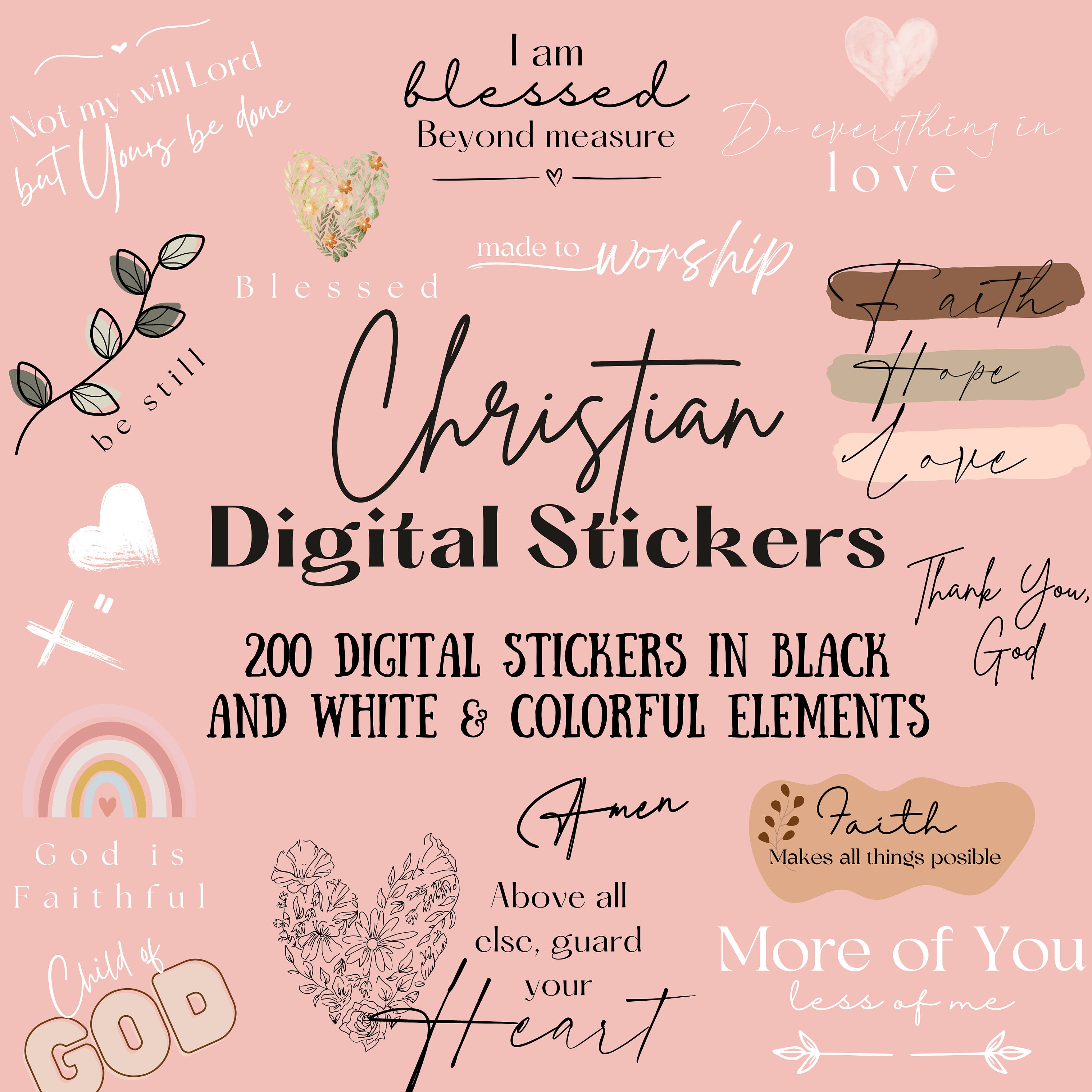 Christian Digital Stickers for Instagram, Faith Story Stickers ...