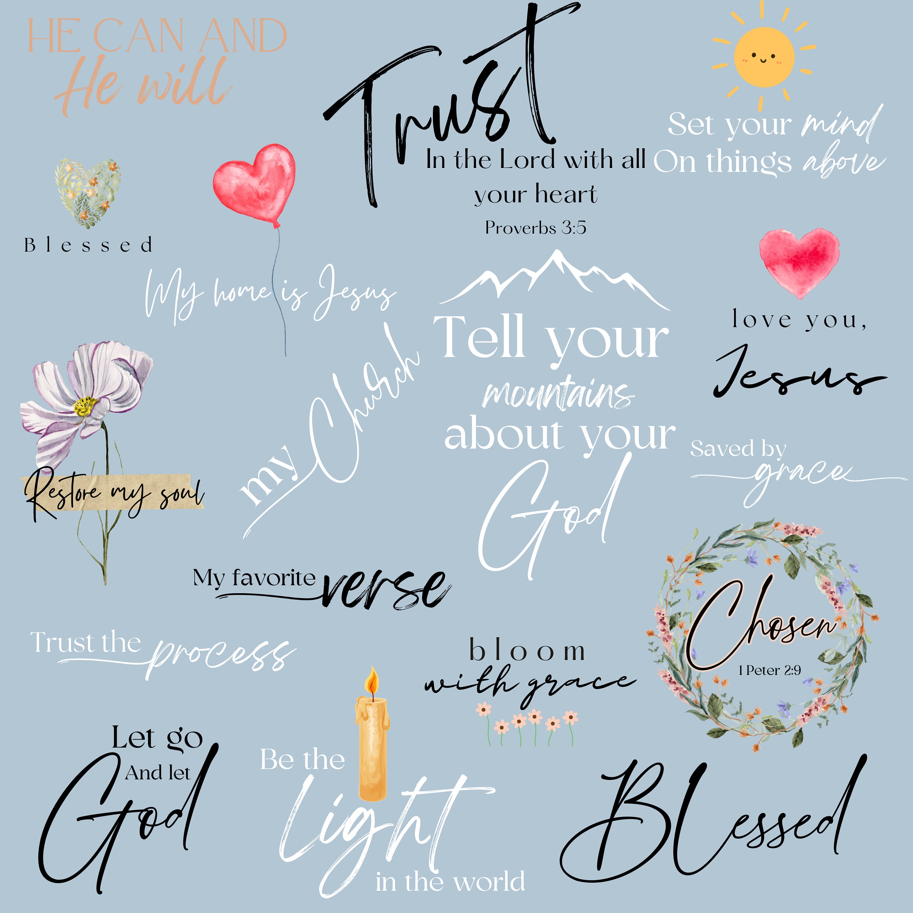 Christian Digital Stickers for Instagram, Faith Story Stickers ...