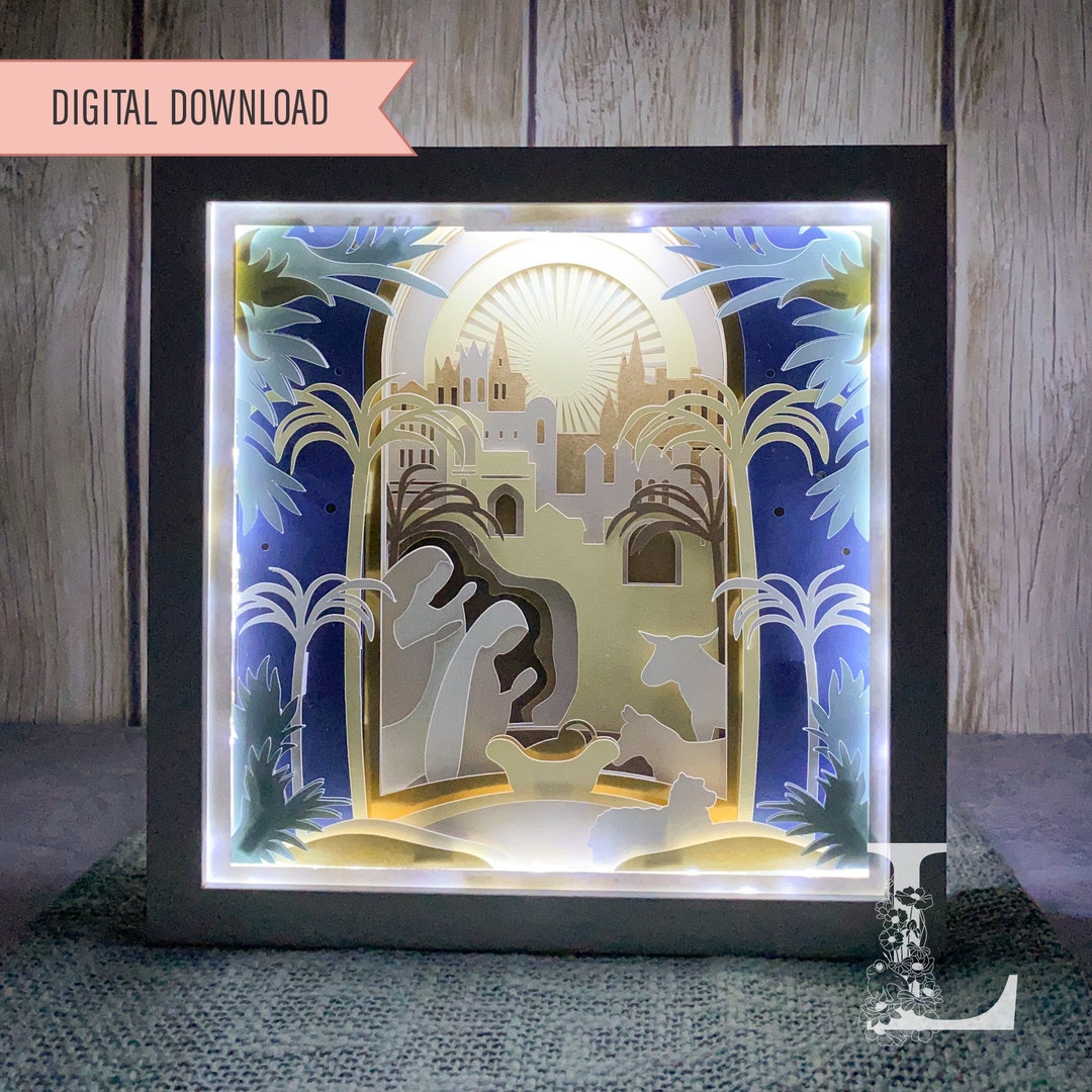 Nativity Scene Shadow Box Cut File - Christmas Lightbox Scene - Layered ...