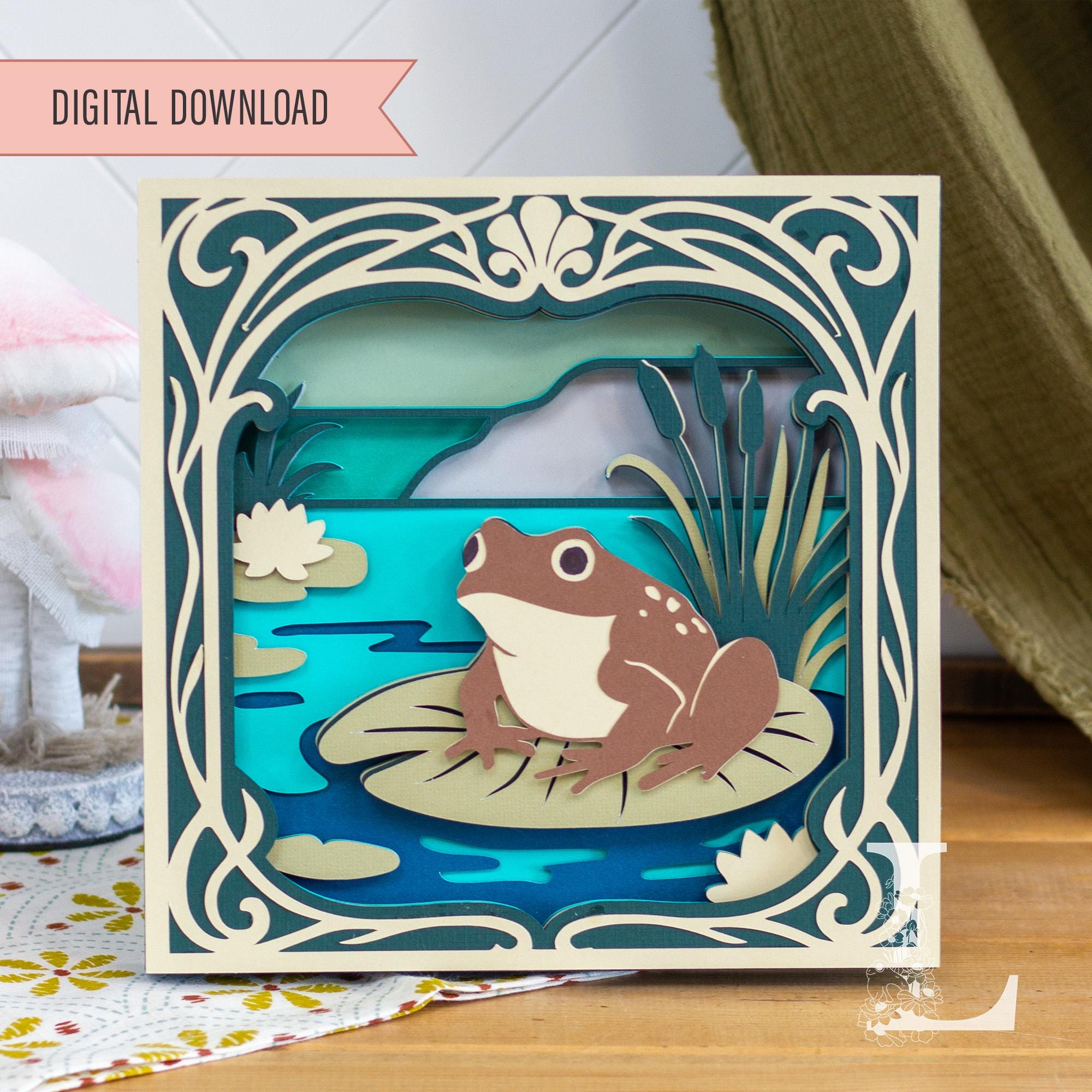 Frog Shadow Box Cut File - Pond Lightbox Scene - Layered Shadowbox ...