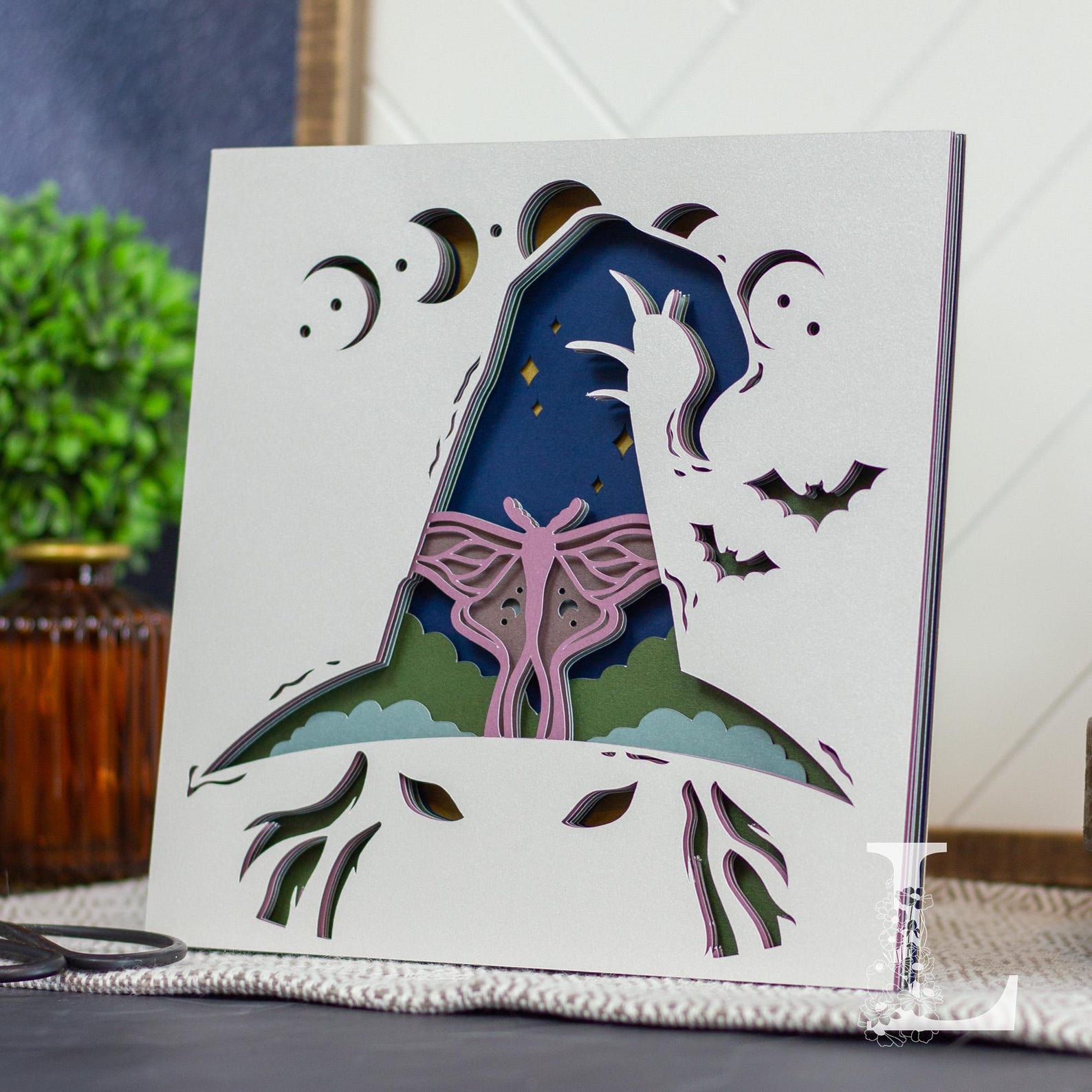 Spooky Witch Shadow Box Cut File - Halloween Lightbox Scene - Layered ...