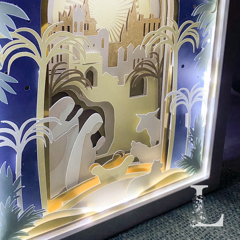 Nativity Scene Shadow Box Cut File - Christmas Lightbox Scene - Layered ...
