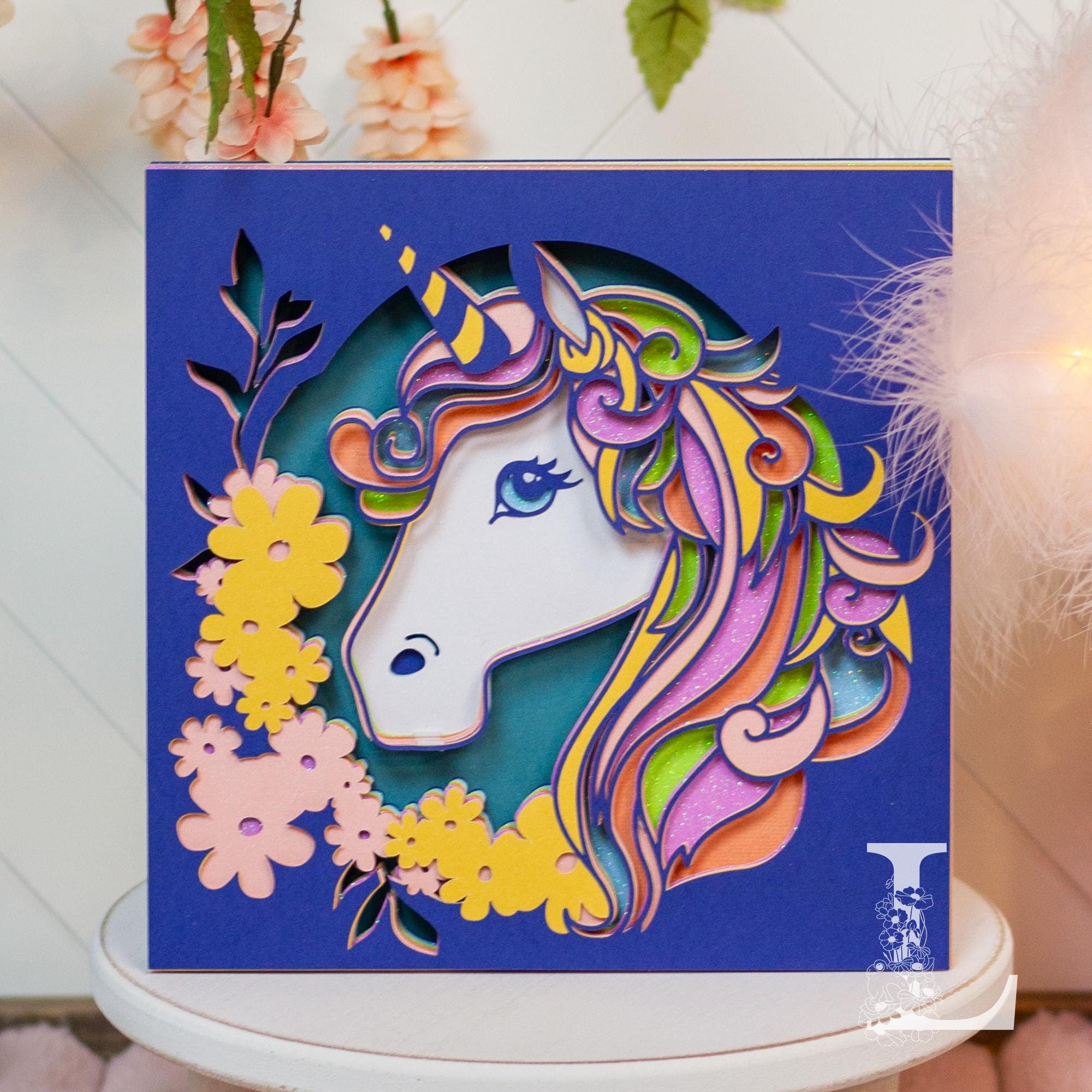 Unicorn Shadow Box Cut File - Unicorn Lightbox Scene - Layered ...