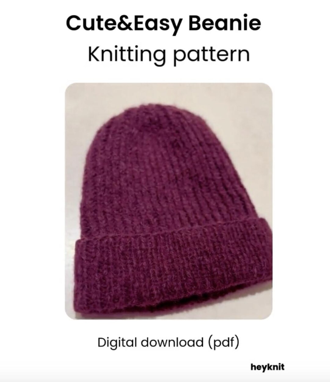 Easy Knit Beanie Pattern – Simple Beginner Hat (digital Download) - Etsy