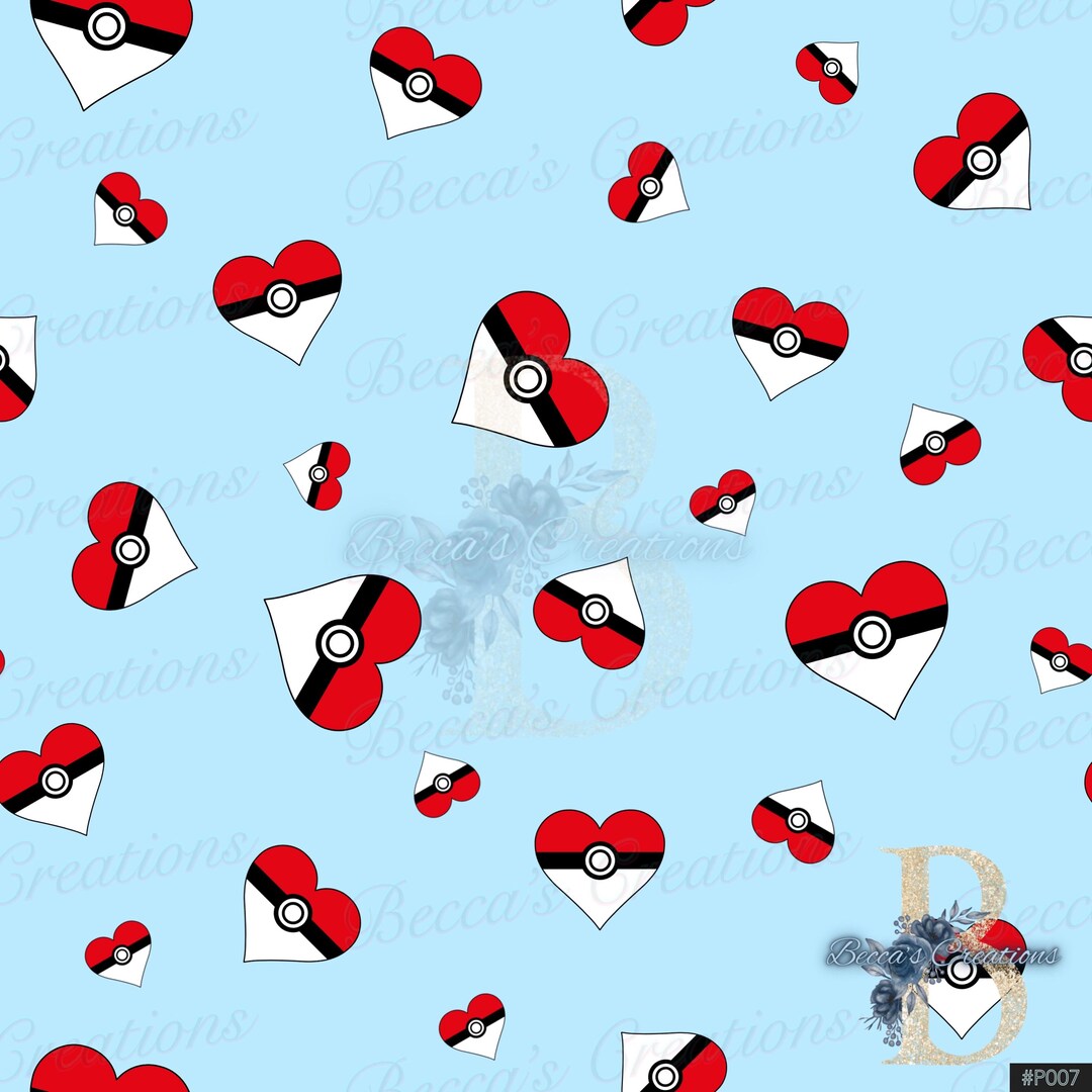 Pokémon Pokeball Hearts Valentines Seamless Pattern - Etsy