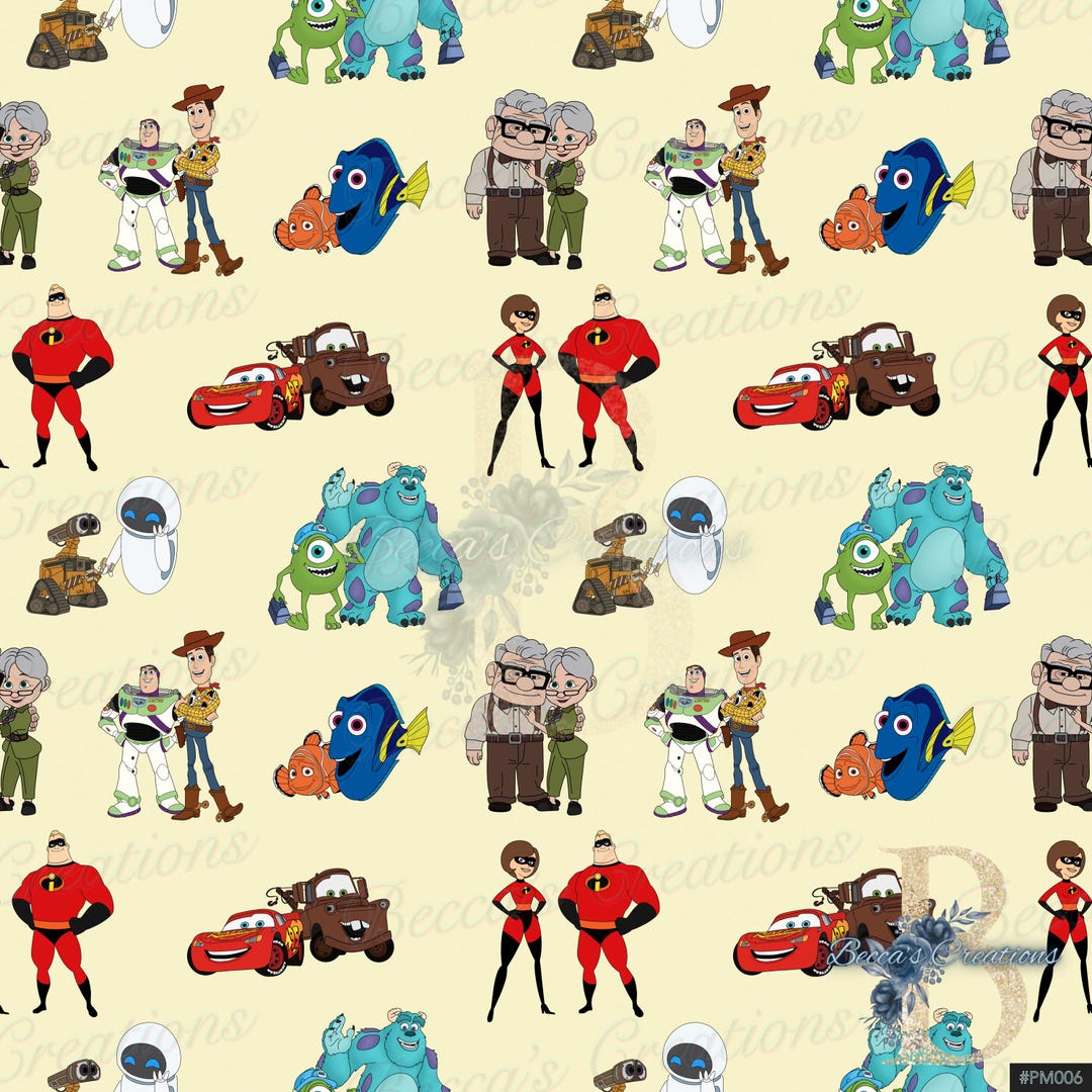 Disney Seamless Pattern, Pixar Seamless File Yellow - Etsy