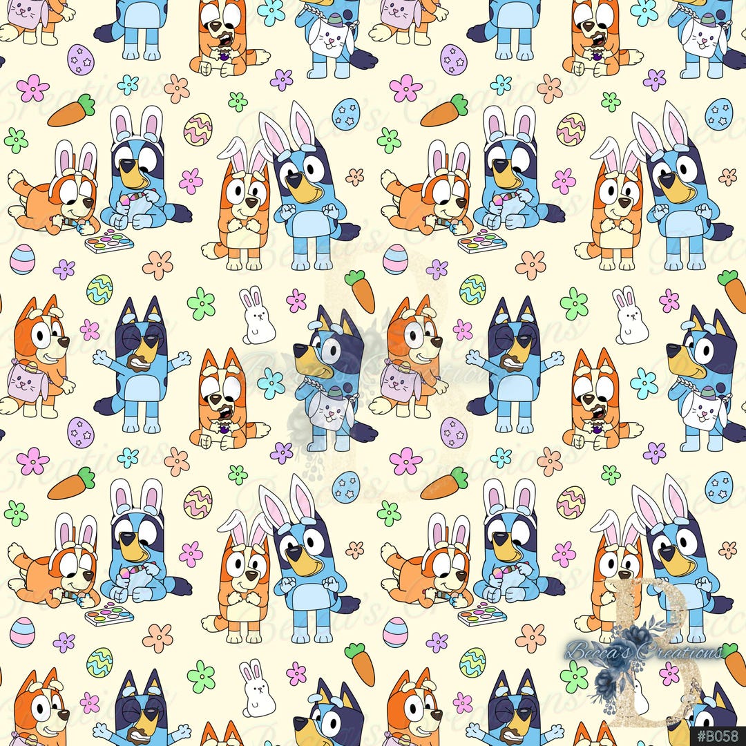 Easter Heelers Seamless Pattern, Blue Dog Seamless File - Yellow - Etsy