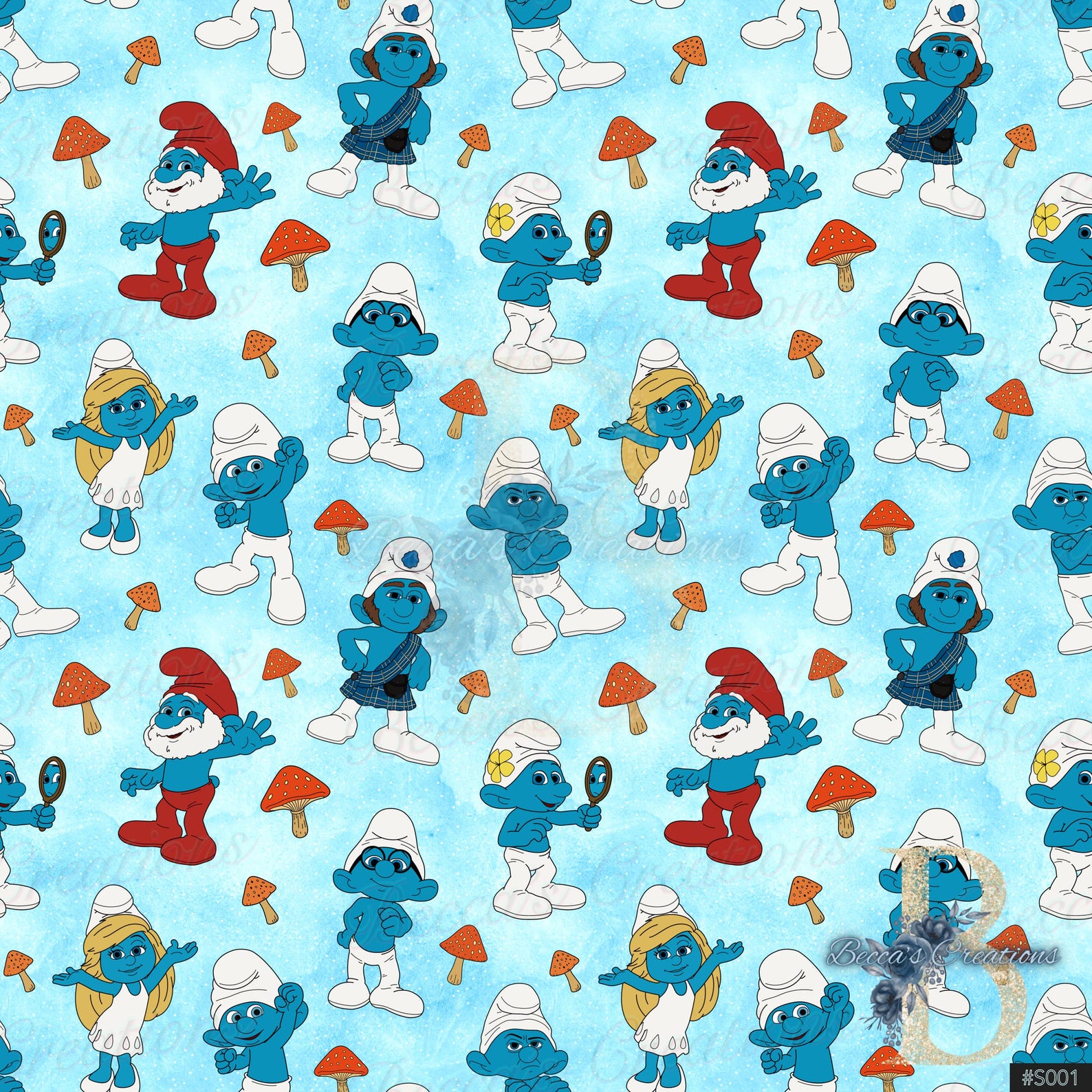 Smurfs Seamless Pattern - Etsy