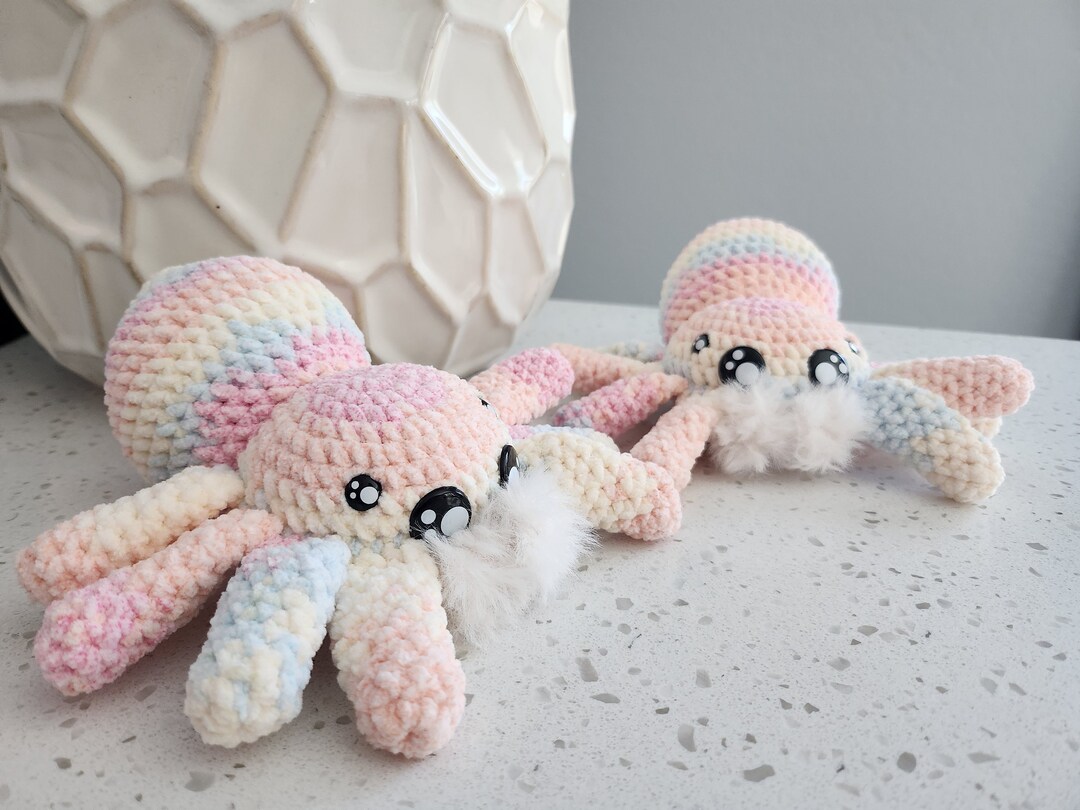 Cute Spider Plushie Pastel Rainbow & Purple Chenille Soft Tarantula ...