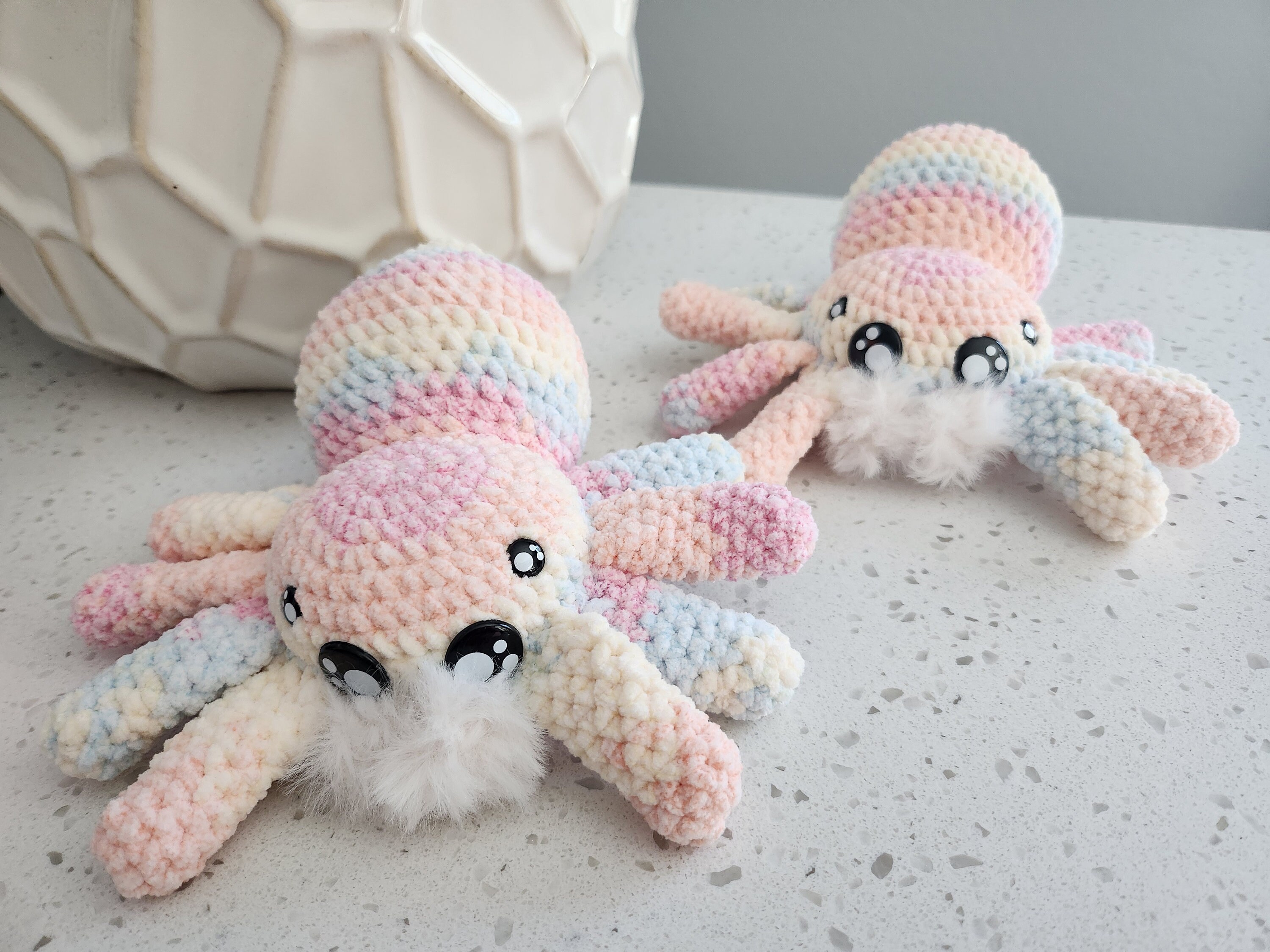 Cute Spider Plushie Pastel Rainbow & Purple Chenille Soft Tarantula ...