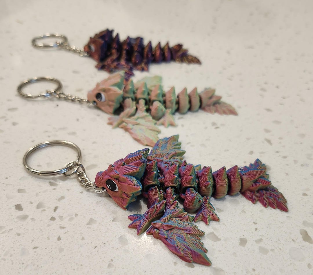 3D Flexi Dragon Keychain. Color Shift - Etsy