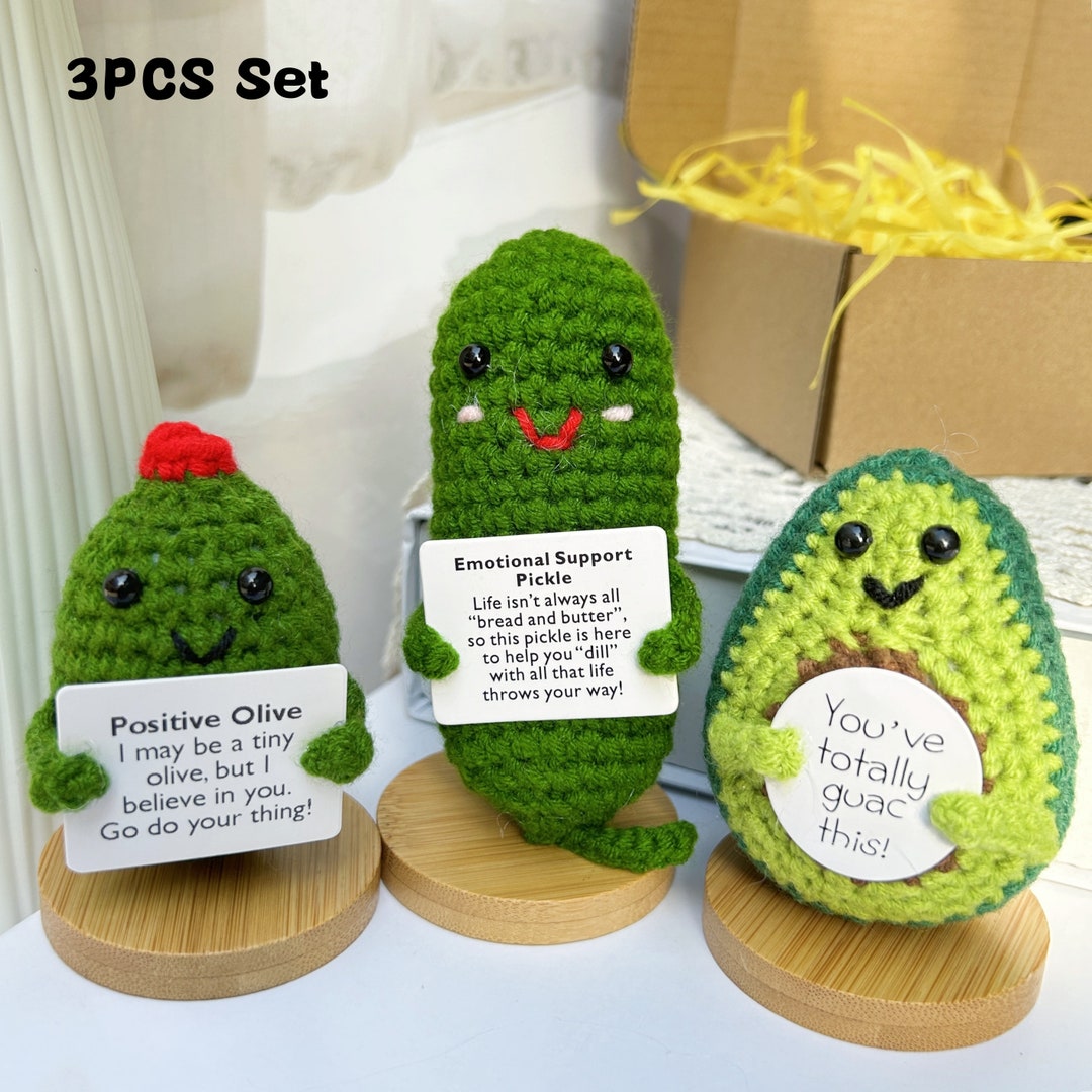 3PCS Emotional Support Gift-crochet Pickle/avocado/olive-handmade ...