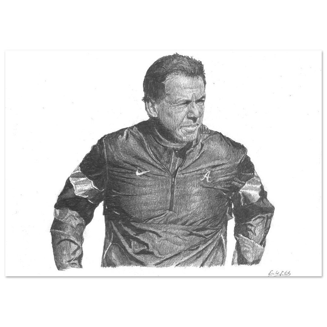 Nick Saban 2(B&W) | G.O.A.T | Alabama Football | Football | Art | Hand ...