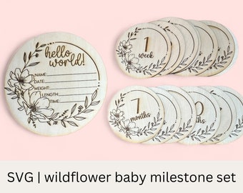 Floral Baby Monthly Milestone Sign SVG, Laser Cutting File, Flower Baby ...
