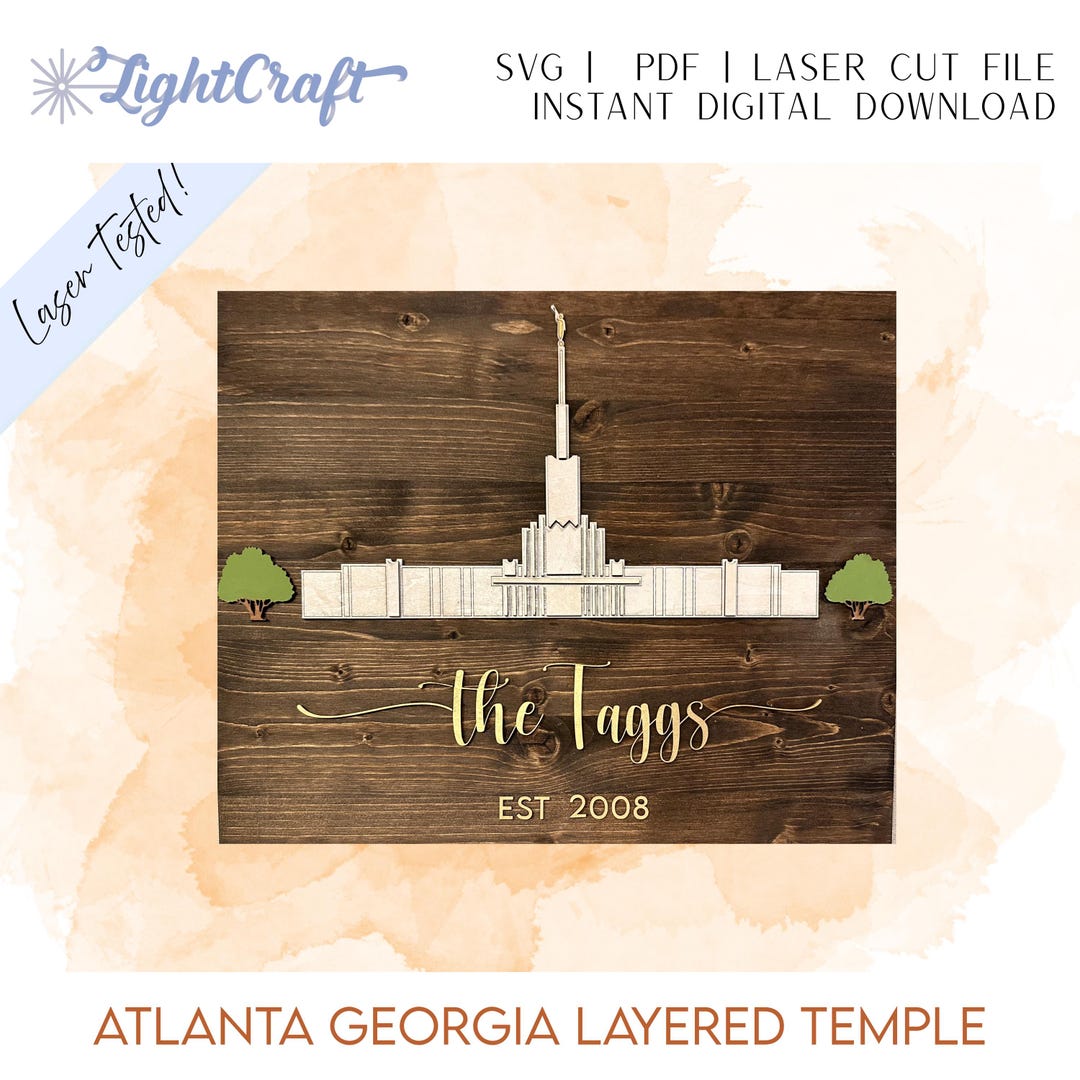 Atlanta Georgia LDS Temple Wall Art SVG PDF | Personalized Family Name ...