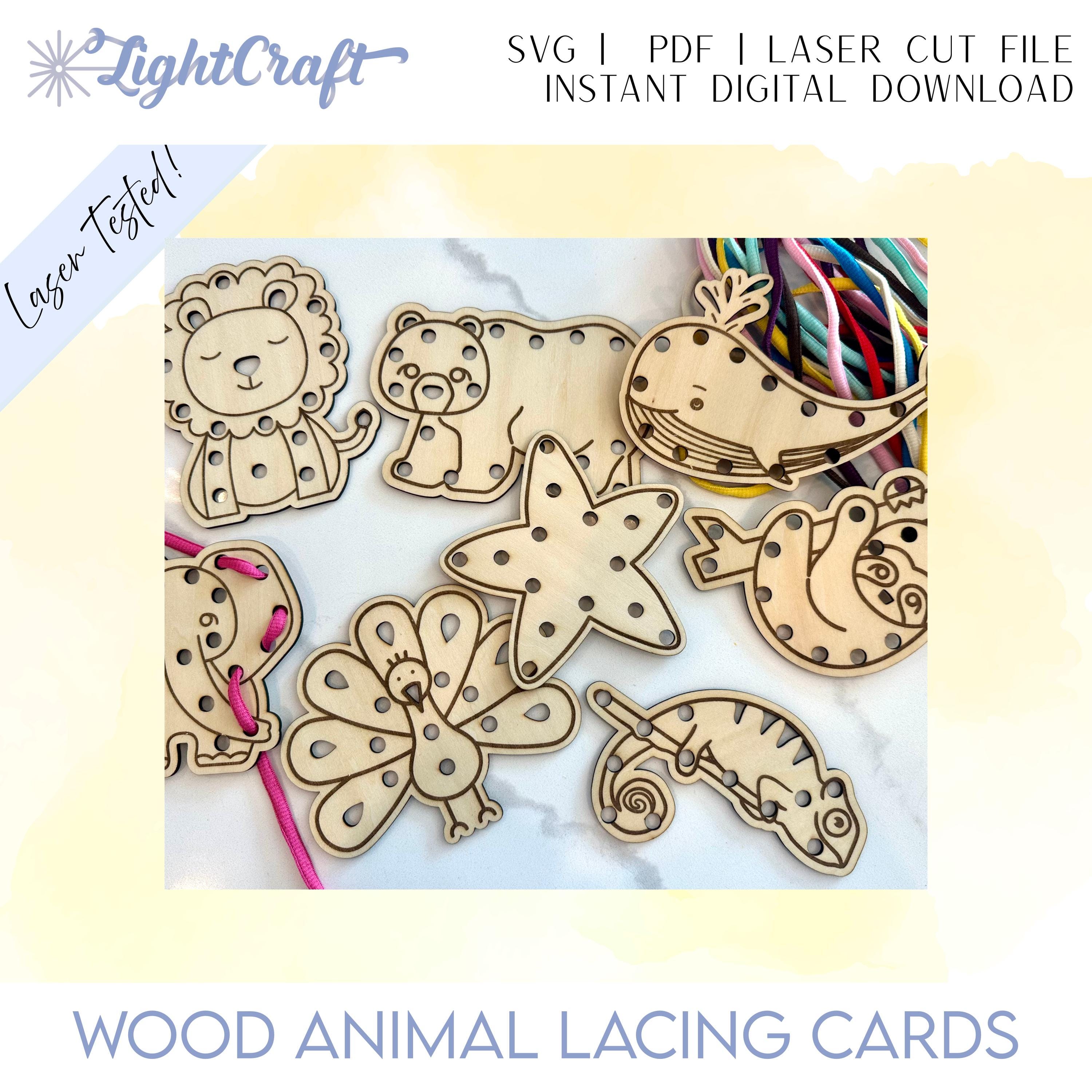 Animal Lacing Cards SVG PDF | Fine Motor Skills Activity | Preschool ...