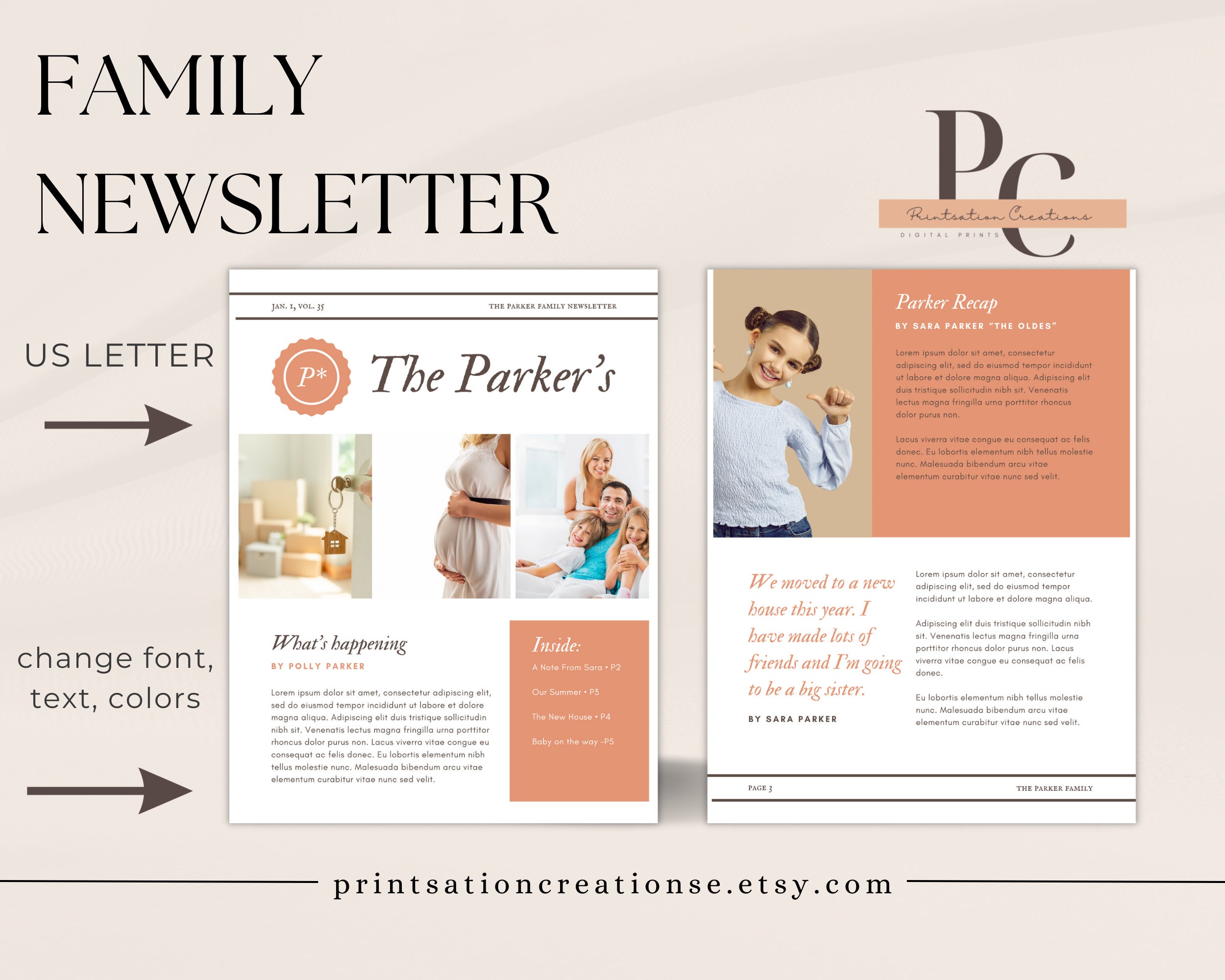 Family Newsletter Template Family Photo Collage Year in - Etsy