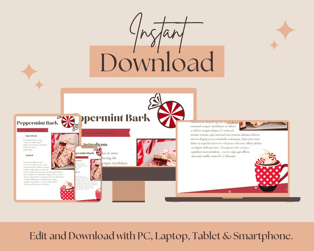 CHRISTMAS Peppermint Bark Recipe Card 4X6 Fully Editable - Etsy UK