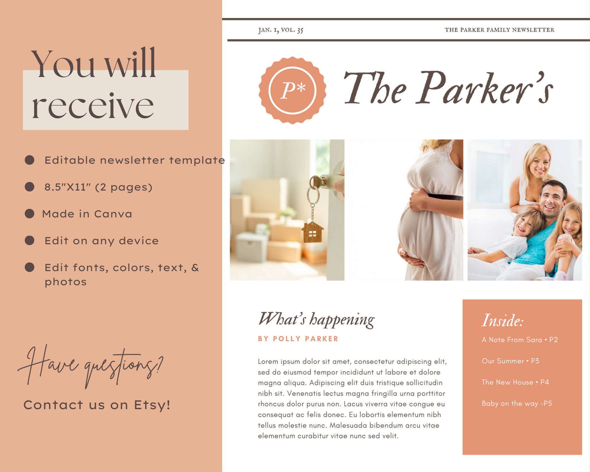 Family Newsletter Template Family Photo Collage Year in - Etsy