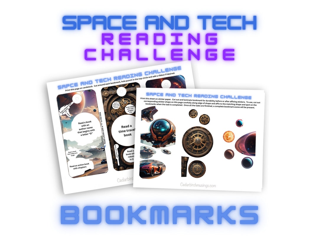 Space and Tech Themed Reading Challenge Bookmarks. Easy to Use PDF ...
