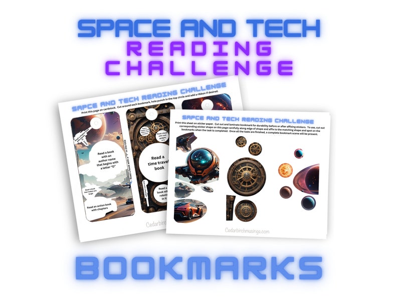 Space and Tech Themed Reading Challenge Bookmarks. Easy to Use PDF ...