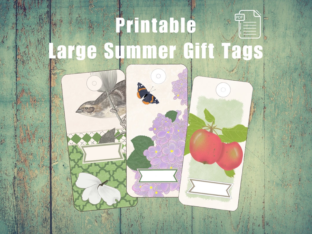 Large Rustic Summer Digital Gift Tags / Bookmarks. Botanical Instant ...