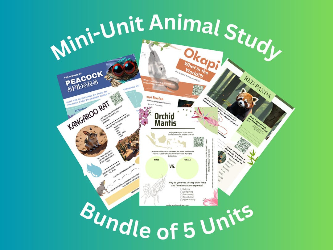 Easy to Use Digital Download Unit Animal Study Bundle of 5 Units. PDF ...