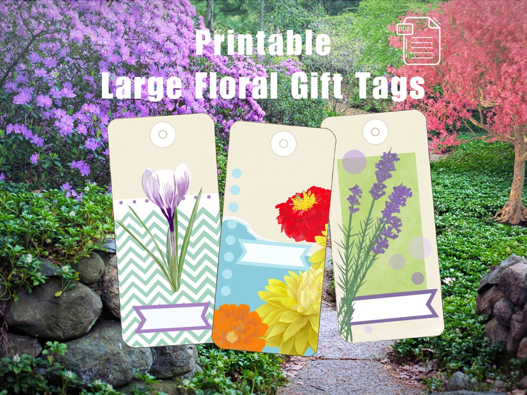 Floral Garden Gift Tags | Printable Botanical Art, Bookmarks (PDF) - Etsy