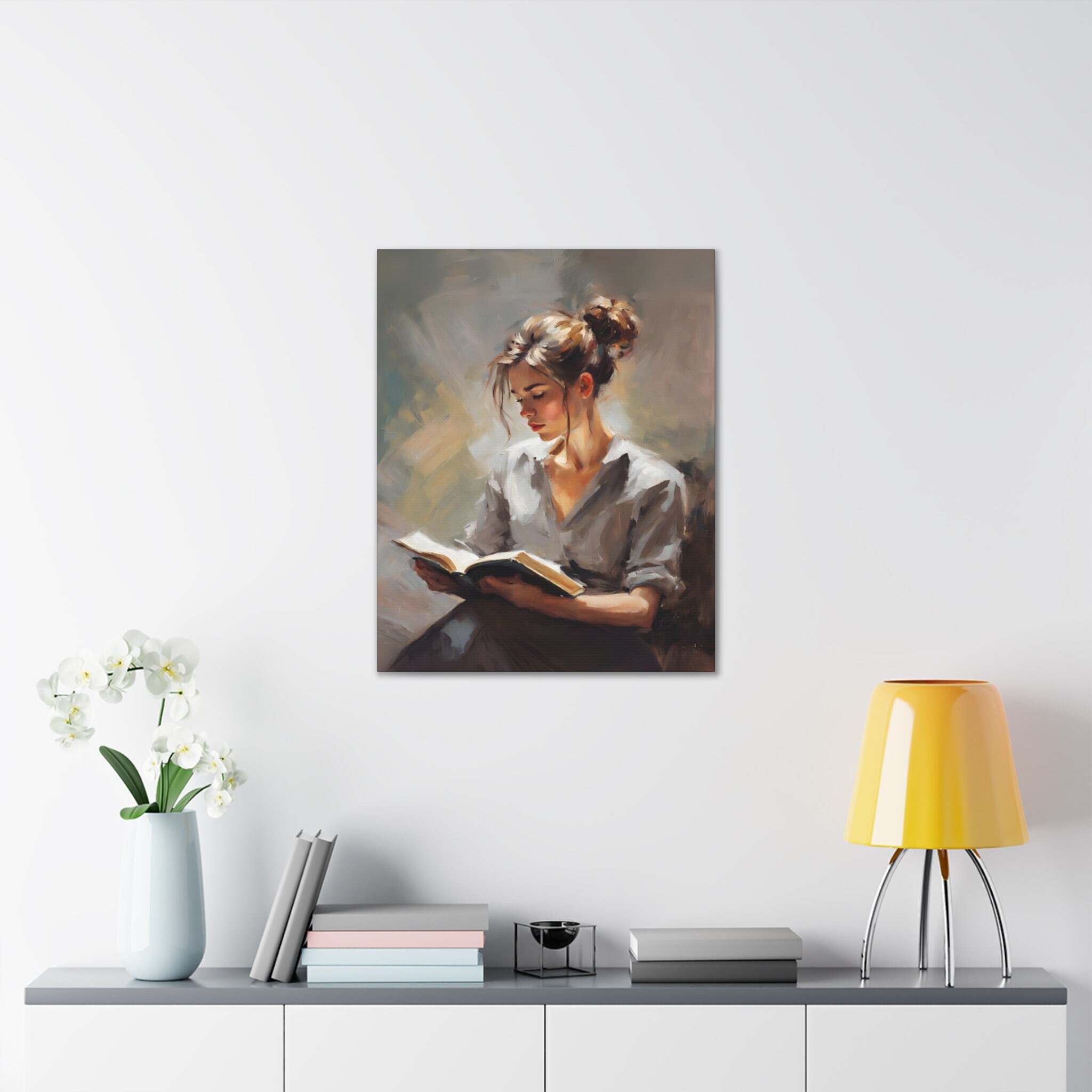 Wall Art, Female Reading, Home Decor, Canvas Wall Art, Book Art ...