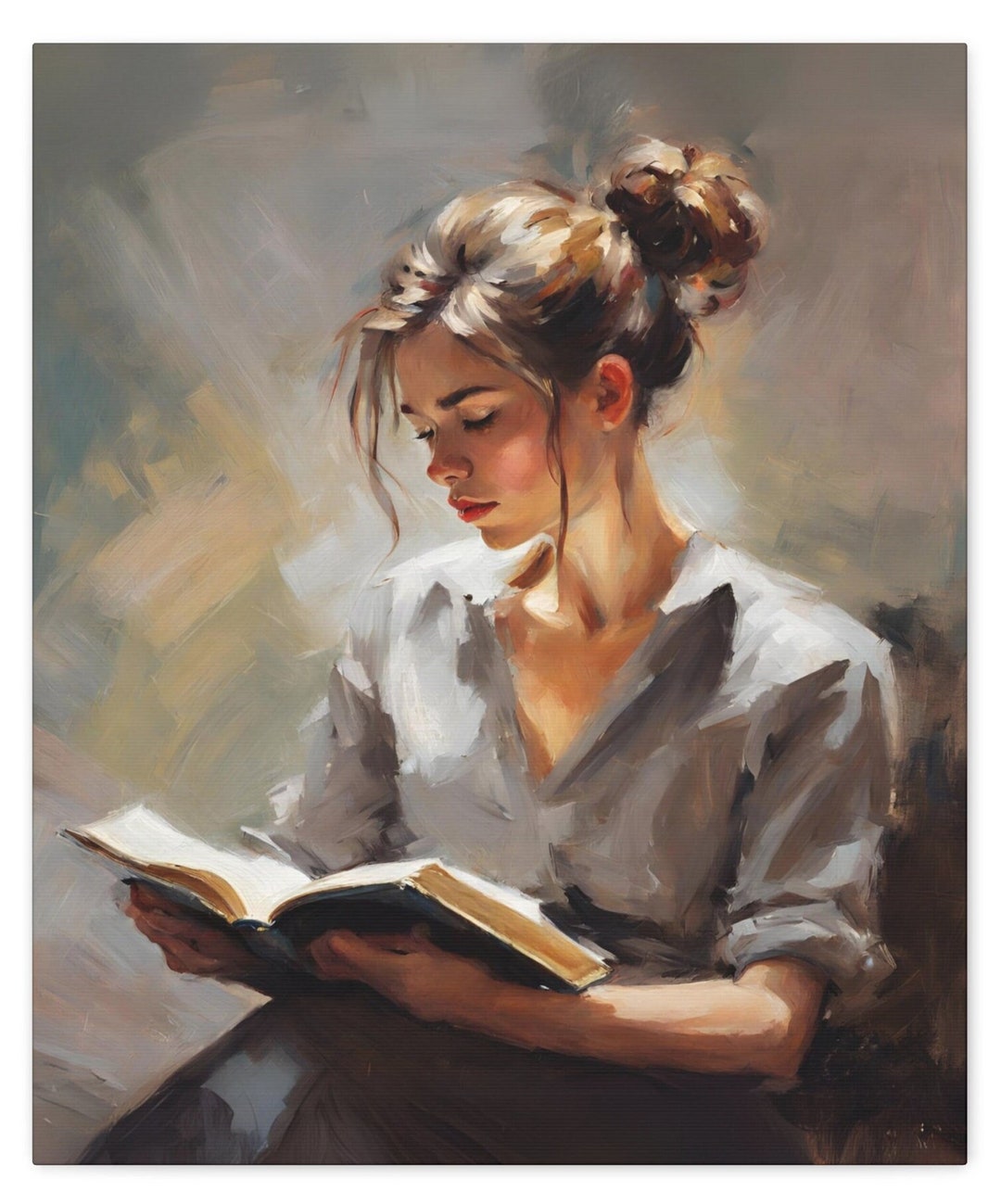 Wall Art, Female Reading, Home Decor, Canvas Wall Art, Book Art ...