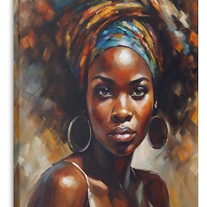 Radiant Beauty, Modern African American Woman, Impressionist Portrait ...
