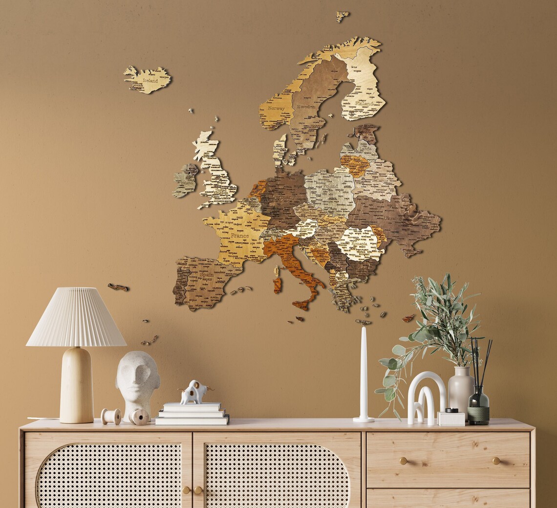 3D Wooden Puzzle Map of Europe: Wall Wood Decor, Education & Artistry ...