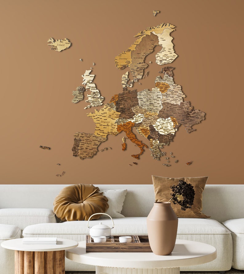 3D Wooden Puzzle Map of Europe: Wall Wood Decor, Education & Artistry ...