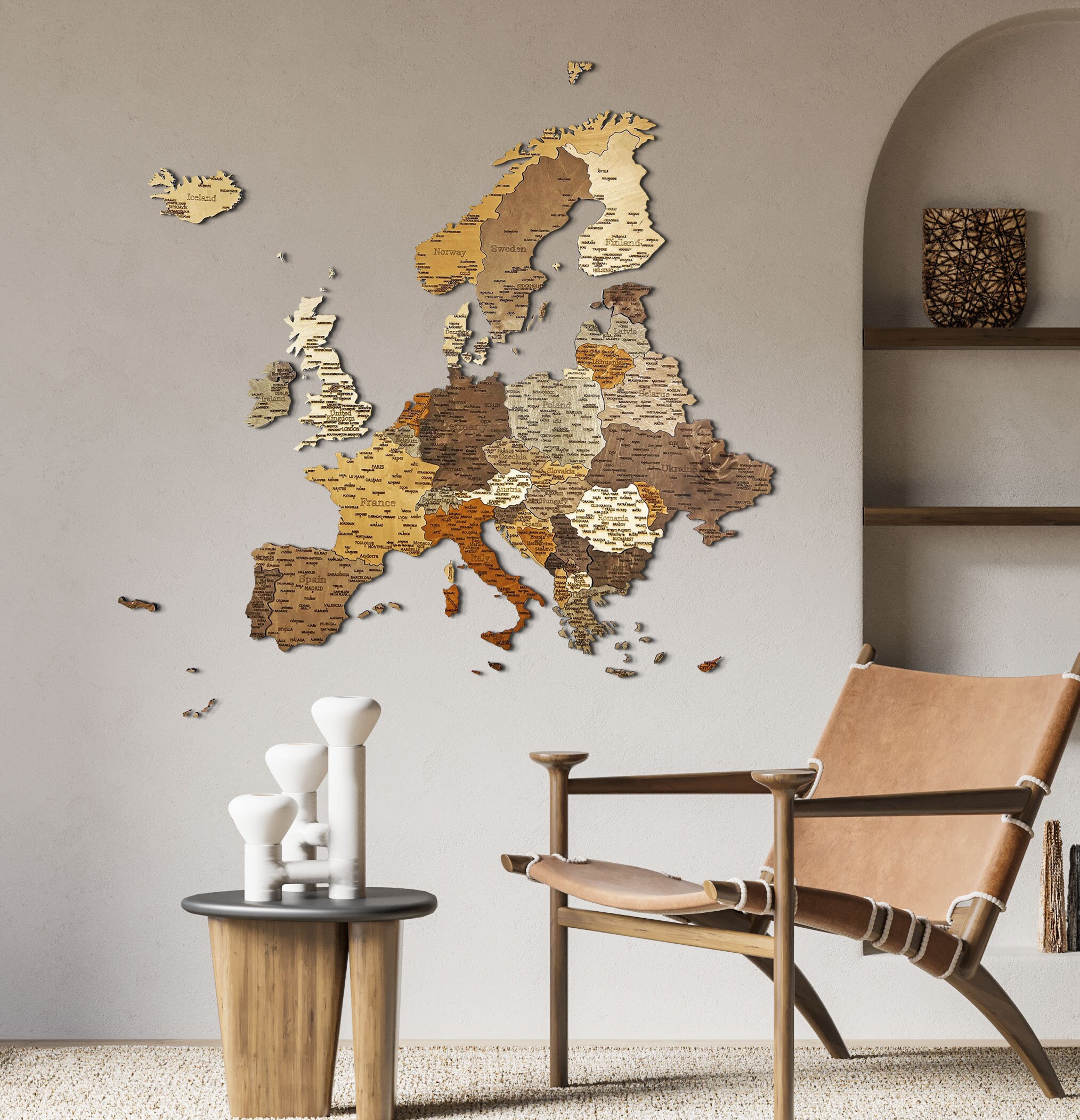 3D Wooden Puzzle Map of Europe: Wall Wood Decor, Education & Artistry ...