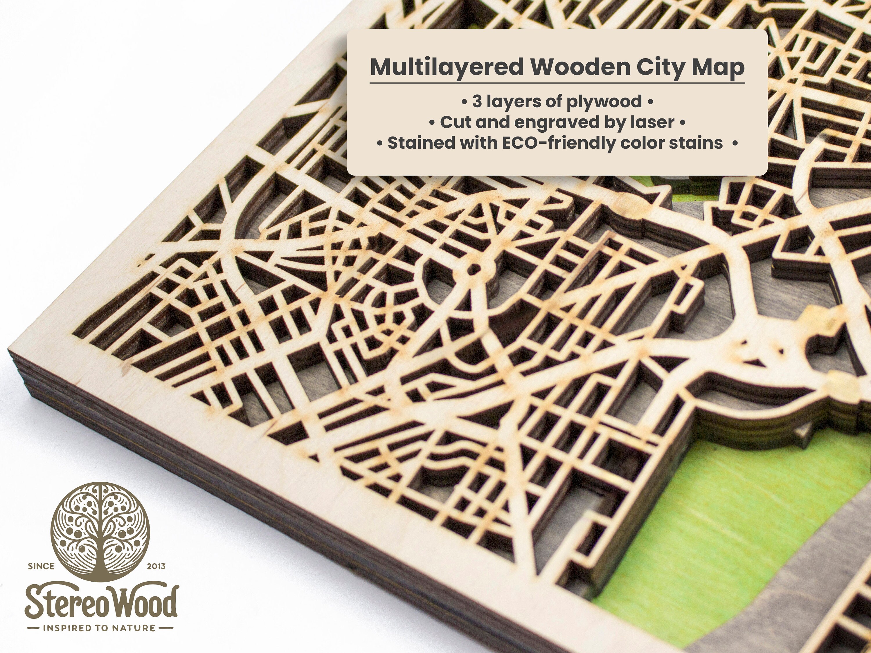 Handcrafted Phoenix Wooden Map Laser Engraved US Art Arizona 3D Wall ...