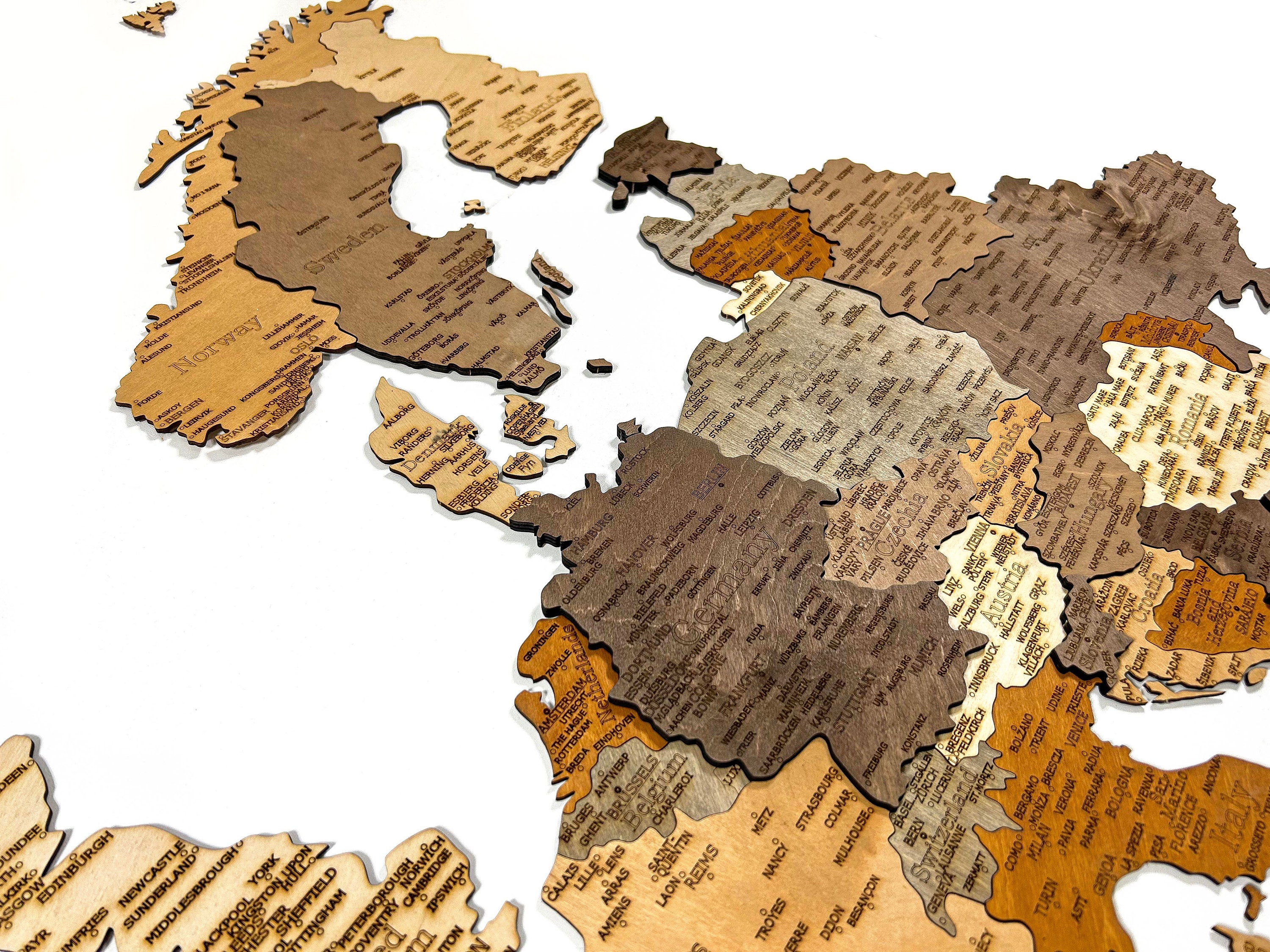 3D Wooden Puzzle Map of Europe: Wall Wood Decor, Education & Artistry ...