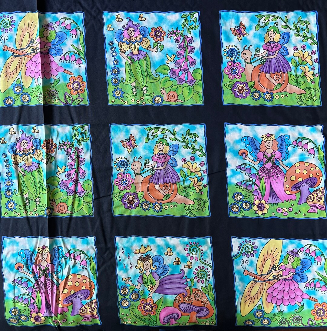 Enchanting Fairy Garden Fabric Panel by Ellen Edith – 23x44 Inch ...