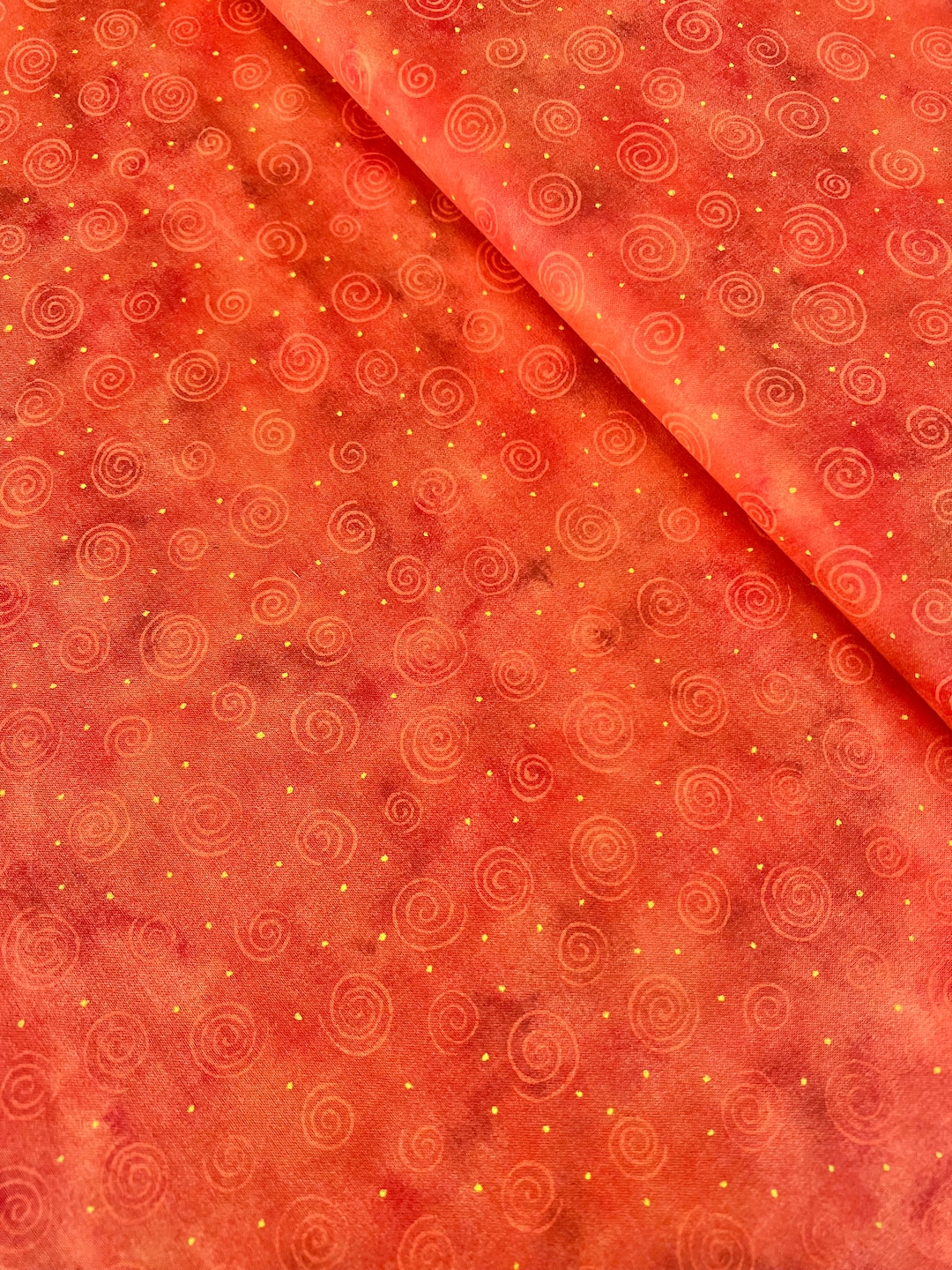 Classic Cottons Orange Tonal Fabric With Golden Accents - Elegant ...