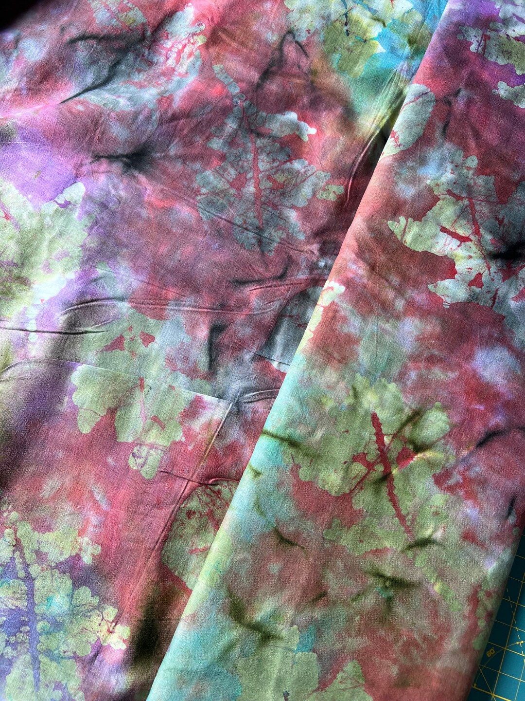 Handcrafted Multi-color Batik Fabric by the Yard | Unique Leaf Pattern ...