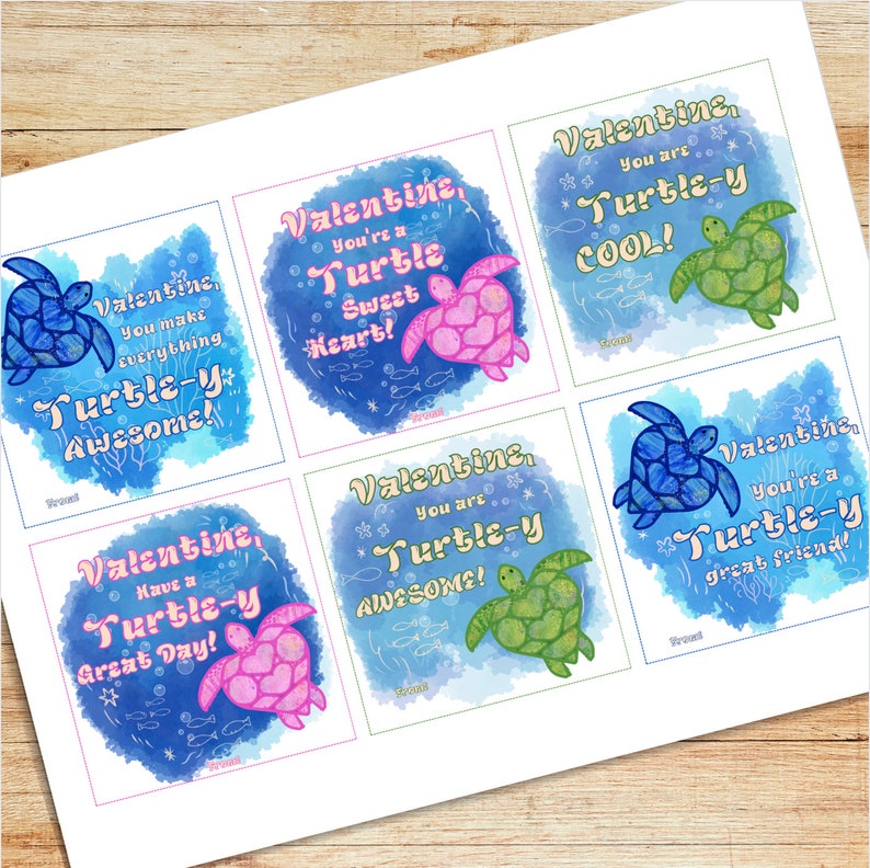 Turtle Valentine's Cards - Etsy
