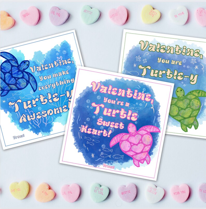 Turtle Valentine's Cards - Etsy