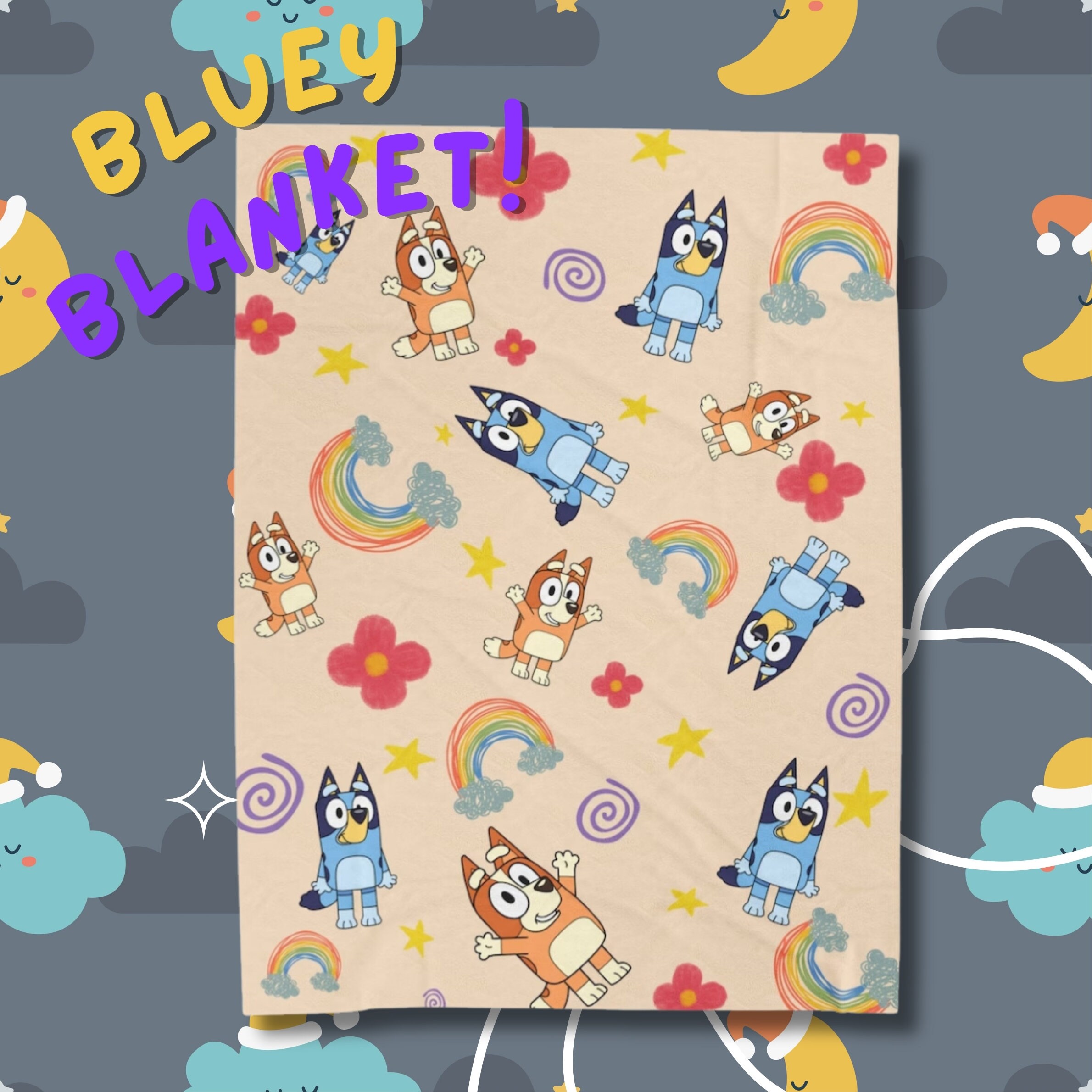 Bluey Plush Blanket for Kids Bluey Cartoon Blanket Gift Idea for Baby ...