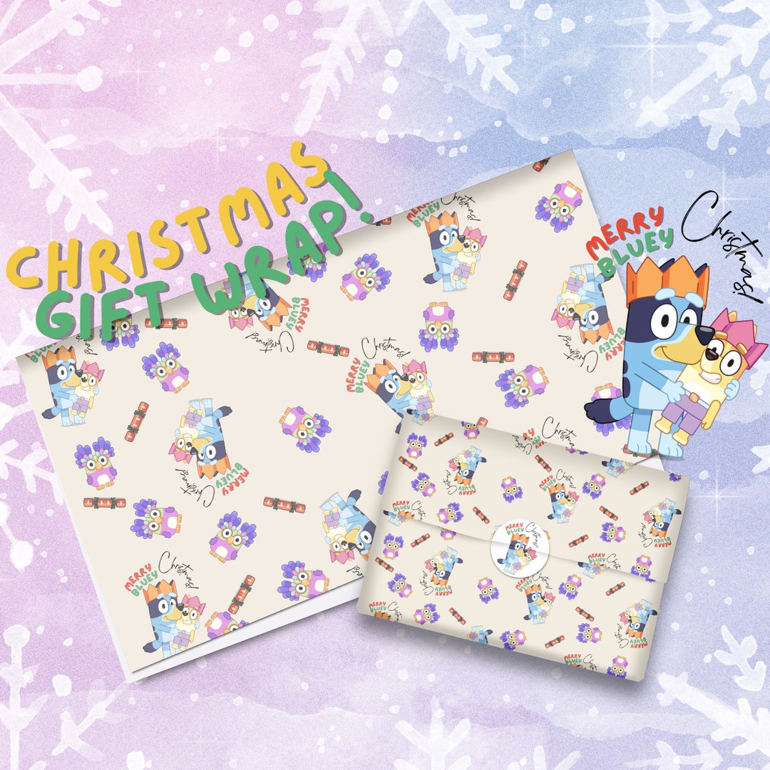 Christmas Gift Wrapping Paper for Kids Bluey Design Paper Roll Holiday ...
