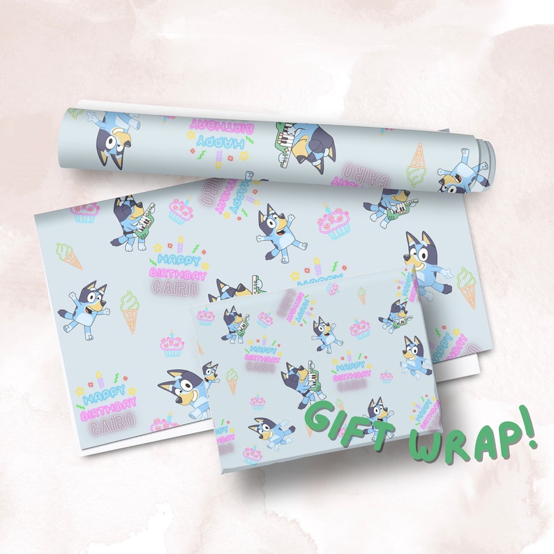 Bluey Birthday Wrapping Paper Kids Bluey Gift Wrap Bluey and Bingo ...