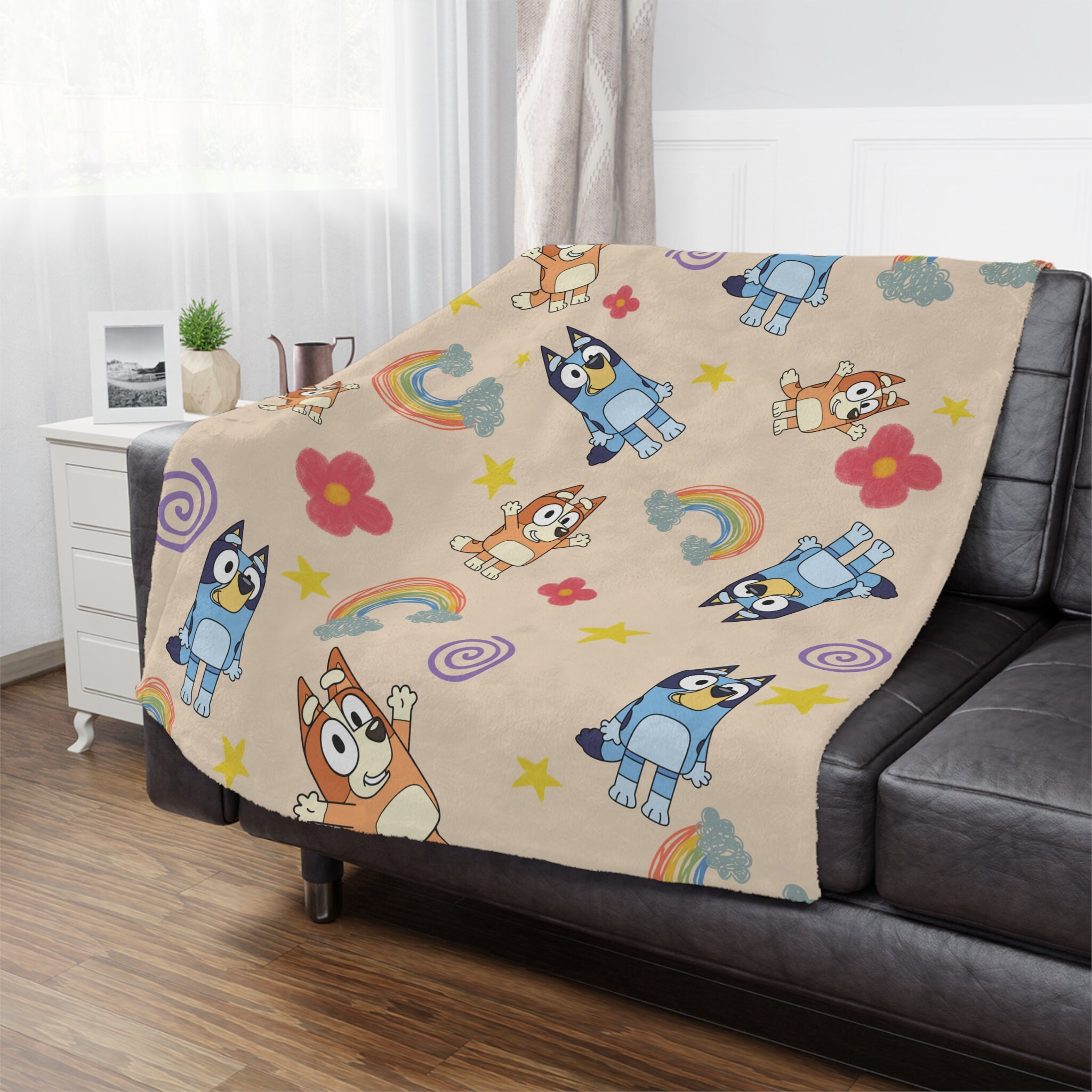 Bluey Plush Blanket for Kids Bluey Cartoon Blanket Gift Idea for Baby ...